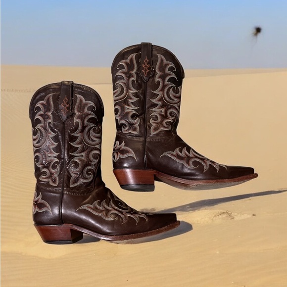 Tony Lama | Shoes | Tony Lamas Womens Brown Goat Leather Cowboy Boot 65 ...